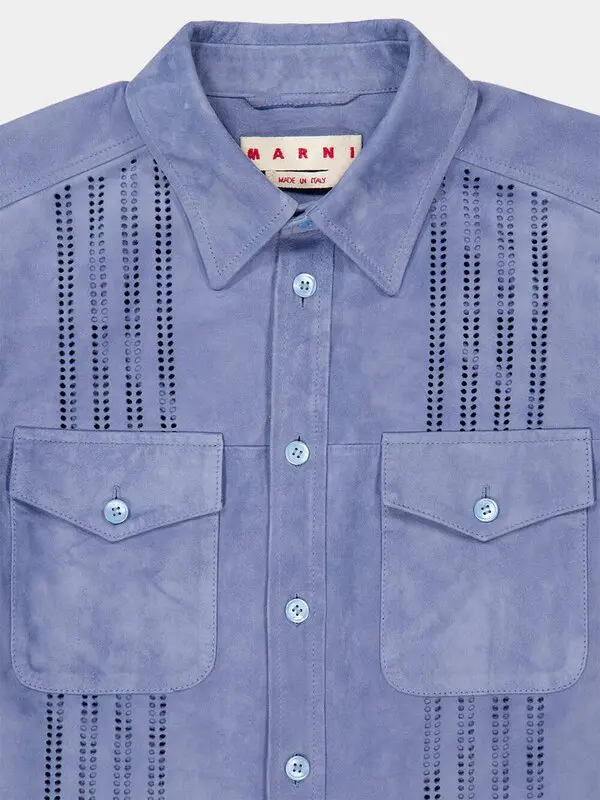 Marni Dusk Suede Cut-out Shirt - Blue