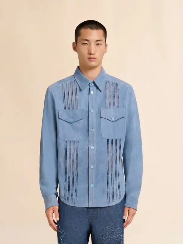 Marni Dusk Suede Cut-out Shirt - Blue