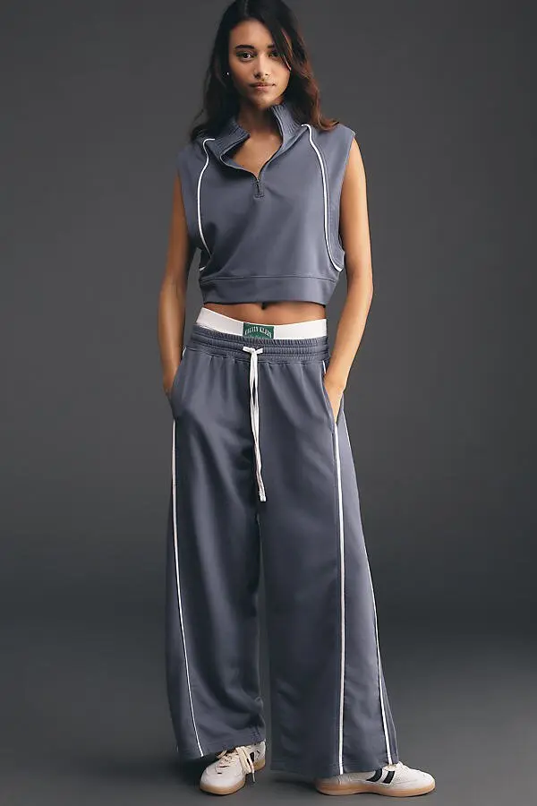 DAILY PRACTICE BY ANTHROPOLOGIE Piped Wide-leg Pants - Folkstone Gray