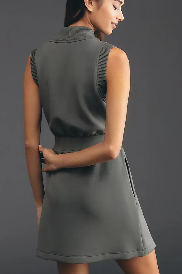 Varley Polyanne Half-zip Mini Dress - Thyme