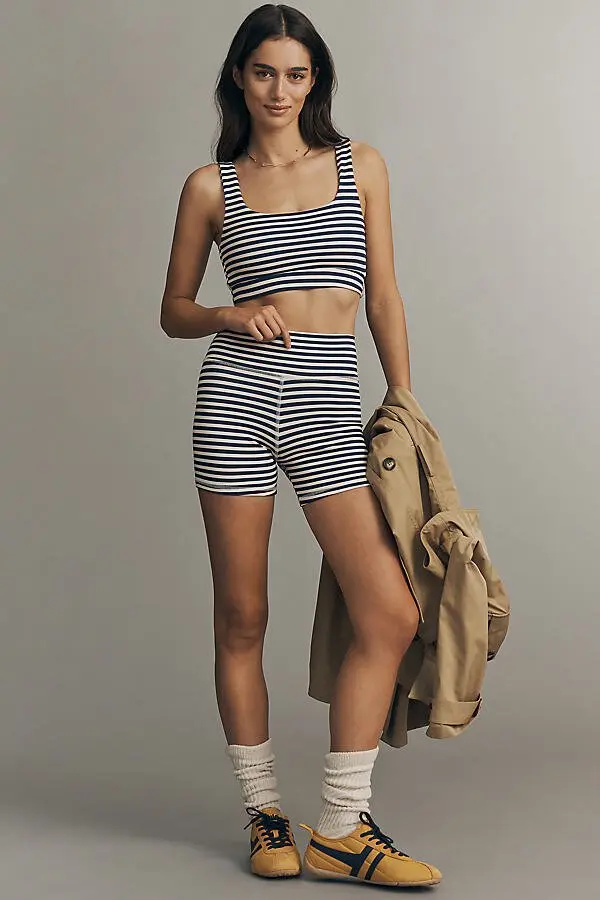 Strut This Sparrow Biker Shorts - Blue Stripe
