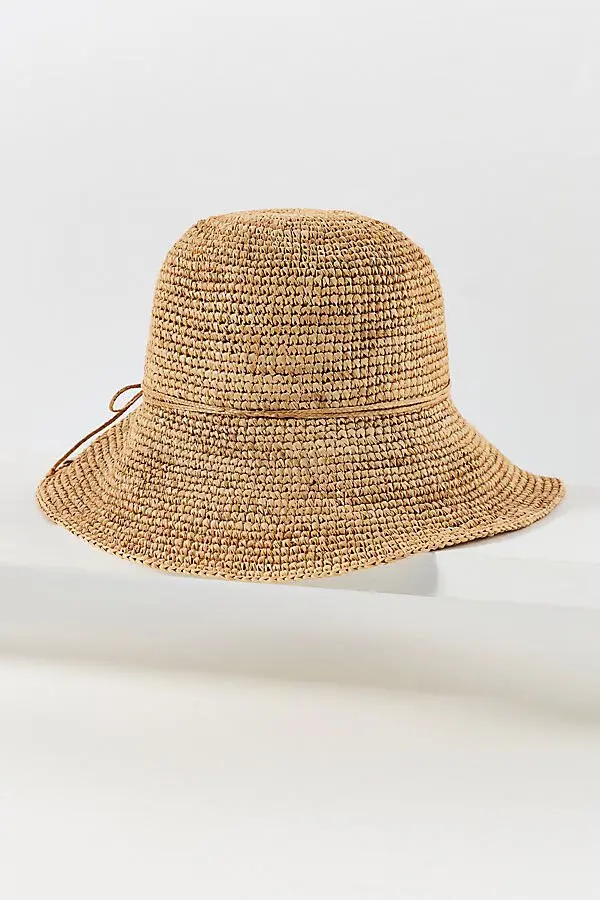 Rag & Bone Crochet Raffia Bucket Hat - Natural