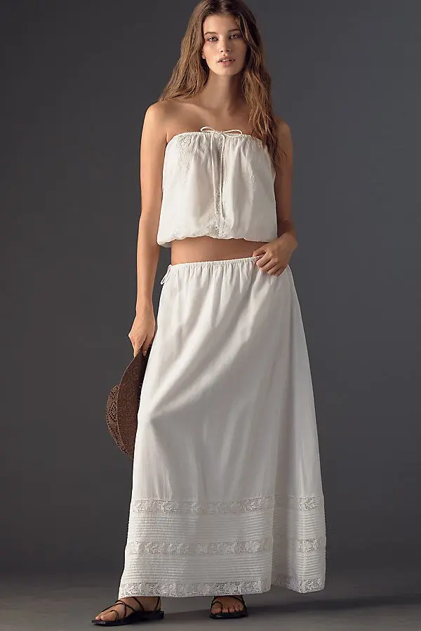 Saylor 100% Cotton Eloise Midi Skirt - White