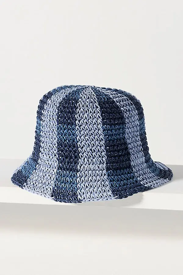 WYETH Chrissy Gingham Bucket Hat - Navy
