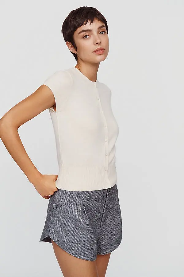 Maeve Coco Short-sleeve Cardigan - Cream