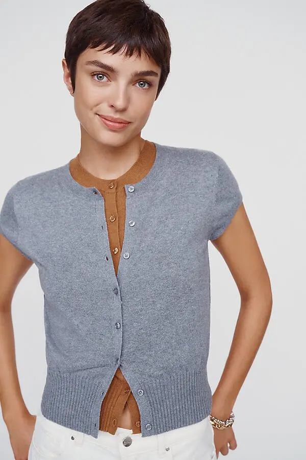 Maeve Coco Short-sleeve Cardigan - Grey