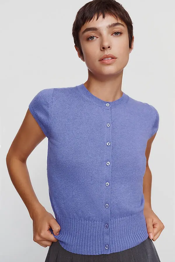 Maeve Coco Short-sleeve Cardigan - Violet
