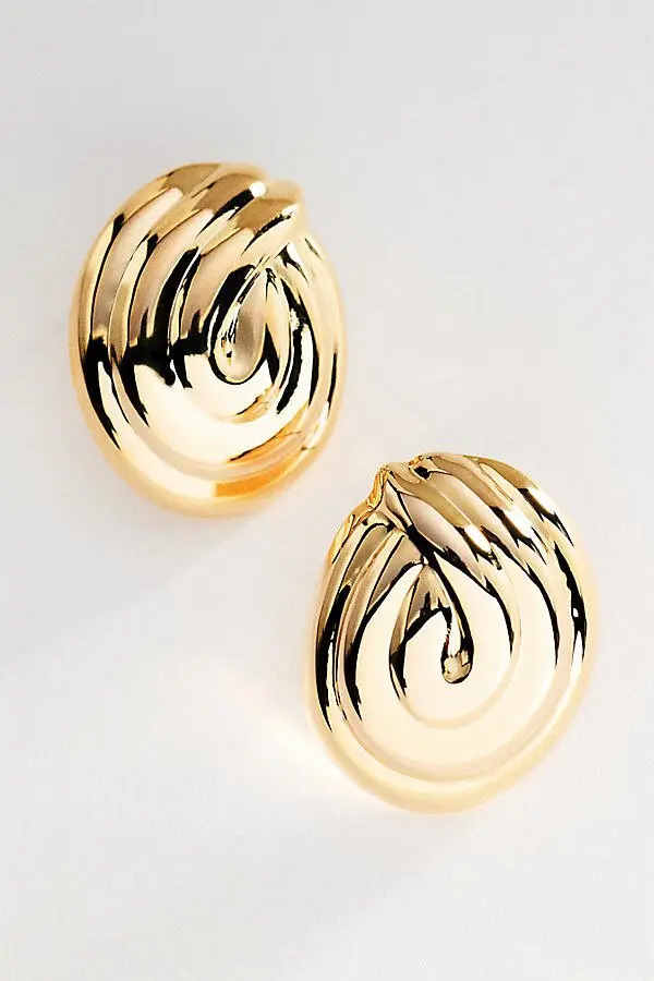Anthropologie Chunky Swirl Post Earrgs - Gold