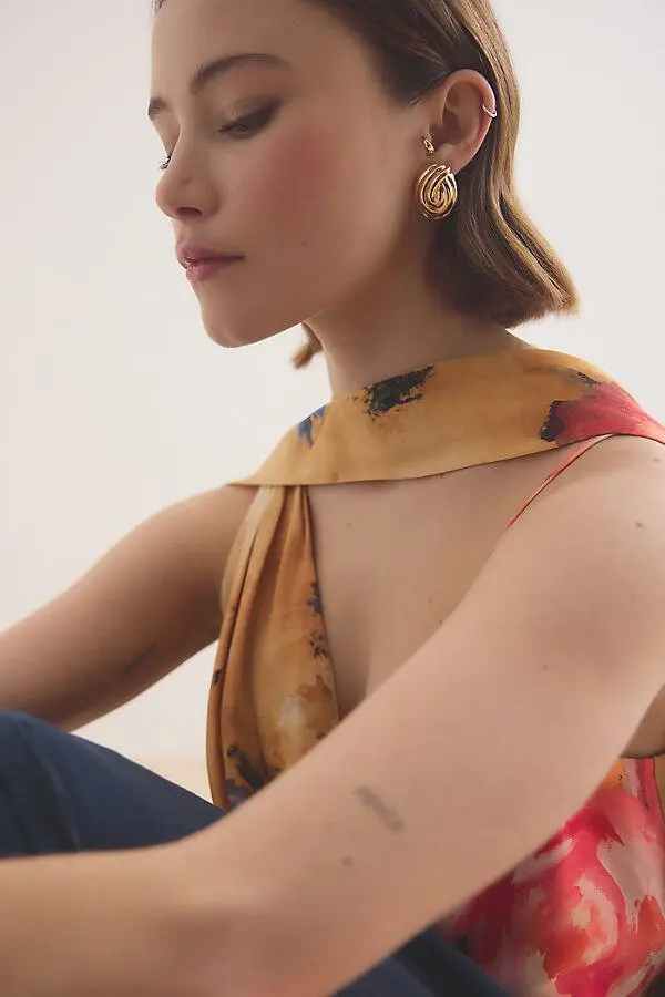 Anthropologie Chunky Swirl Post Earrings - Gold