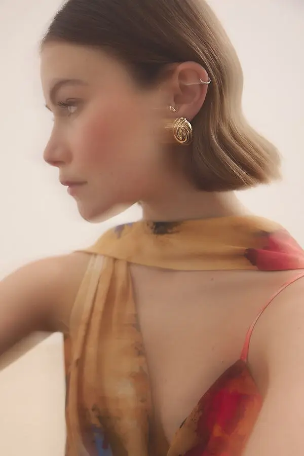 Anthropologie Chunky Swirl Post Earrings - Gold