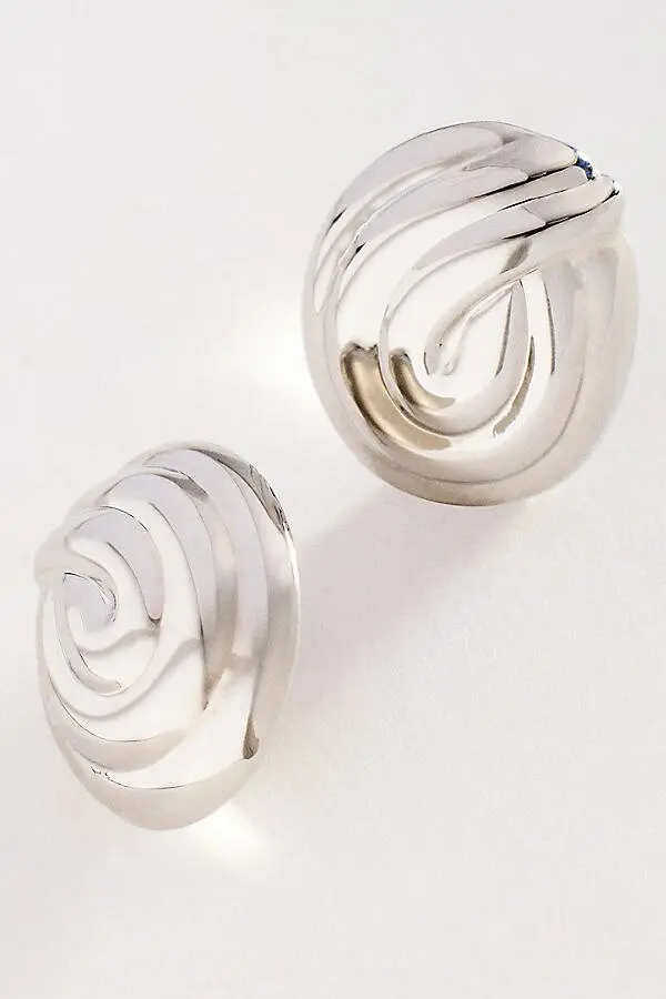 Anthropologie Chunky Swirl Post Earrings - Silver