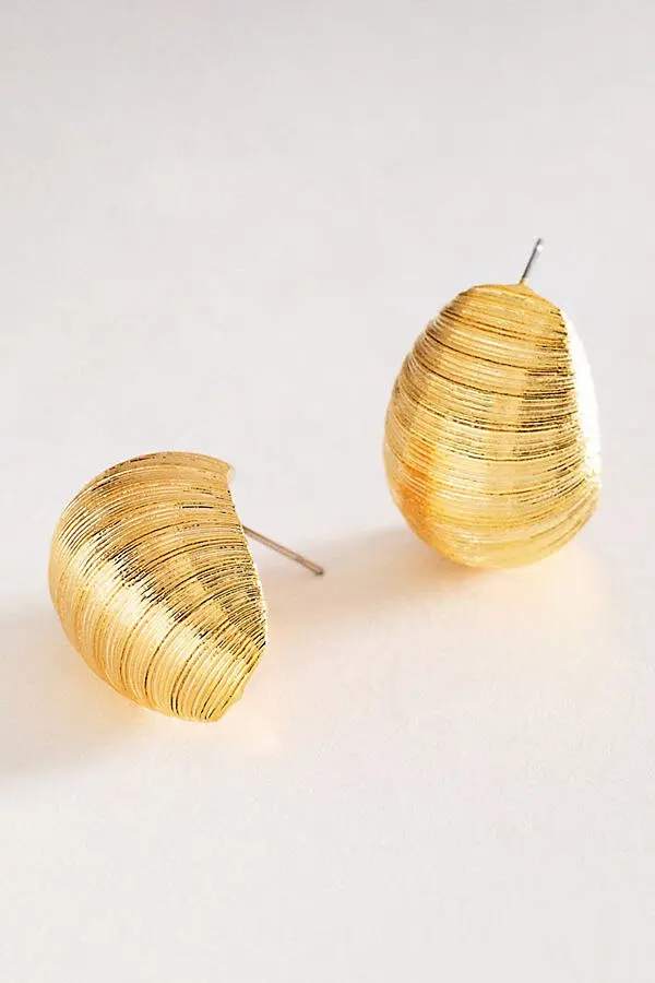 Anthropologie Textured Dome Post Earrgs - Gold