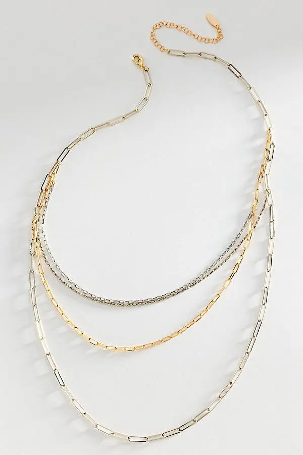 Anthropologie Stacked Chain Necklaces - Gold