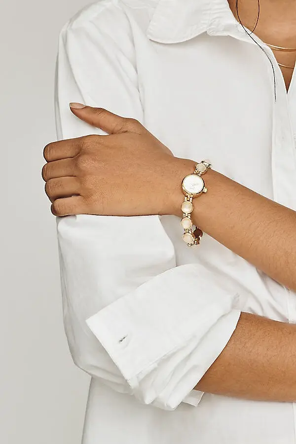 Anthropologie Multi-stone Cateye Watch - Gold / Clear / Neutral