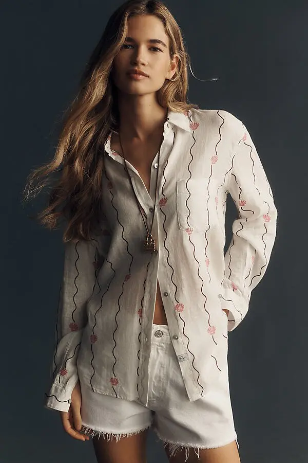 Rails Charli Buttondown Blouse - Striped Seashells