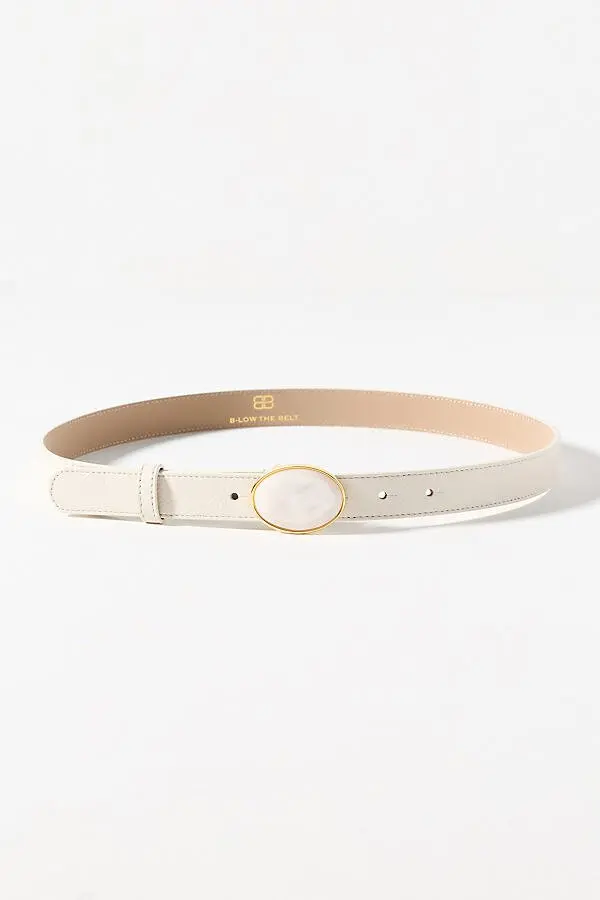 B-low The Belt Kimani Oval Buckle Leather Belt - Gesso/pearl