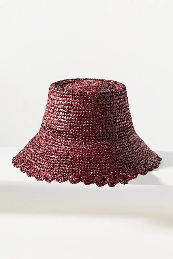 WYETH Scalloped Straw Bucket Hat