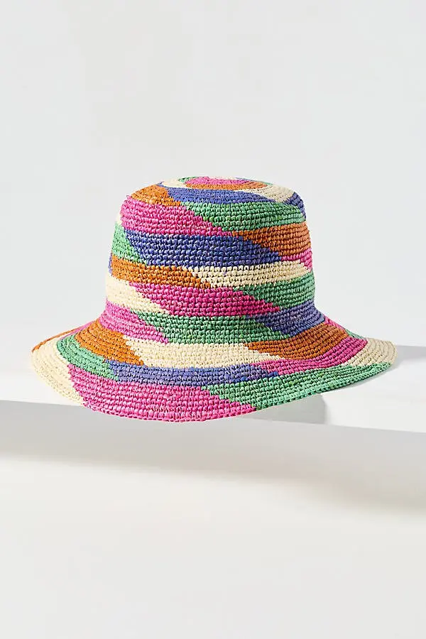 San Diego Hat Lucia Raffia Bucket Hat - Multi