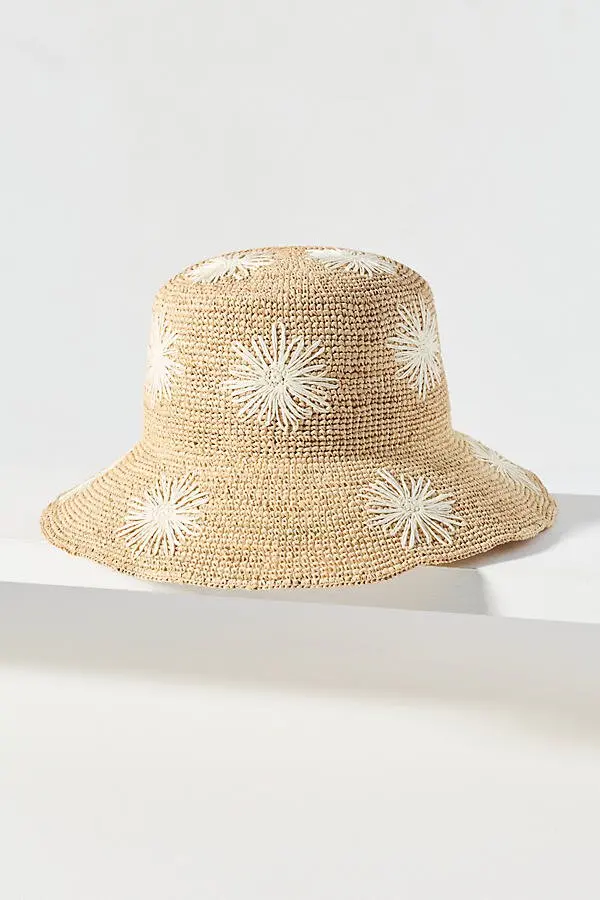 San Diego Hat Floral Embroidered Bucket Hat - White