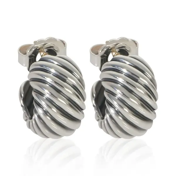 David Yurman Sterling Silver Sculpted Cable Earrings - Sterling_silver