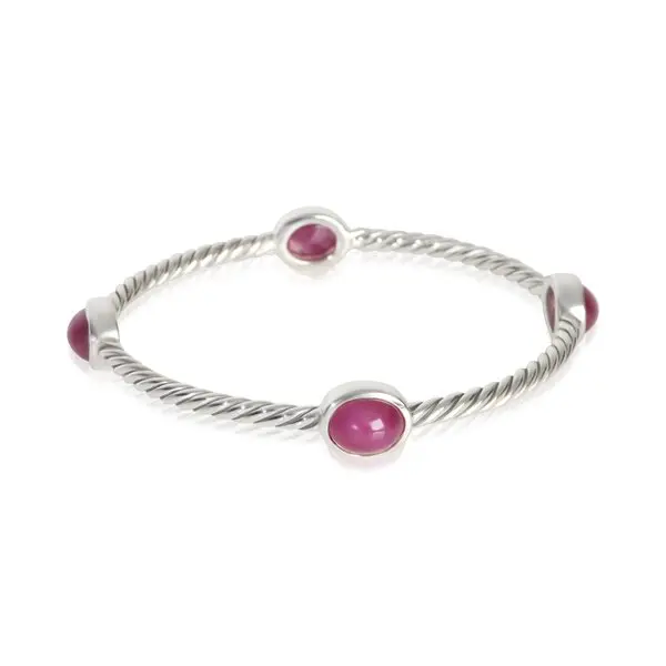 David Yurman Sterling Silver Ruby Cable Station Bracelet - Sterling_silver