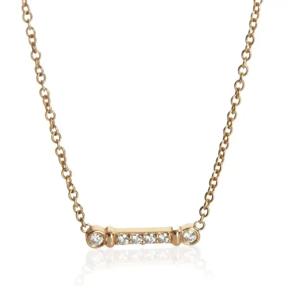 Tiffany & Co. Rose Gold Diamond Fleur De Lis Key Bar Pendant - Rose_gold