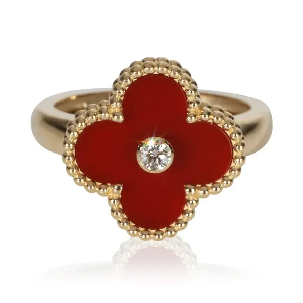 Van Cleef & Arpels Yellow Gold Carnelian And Diamond Vintage Ring - Yellow_gold