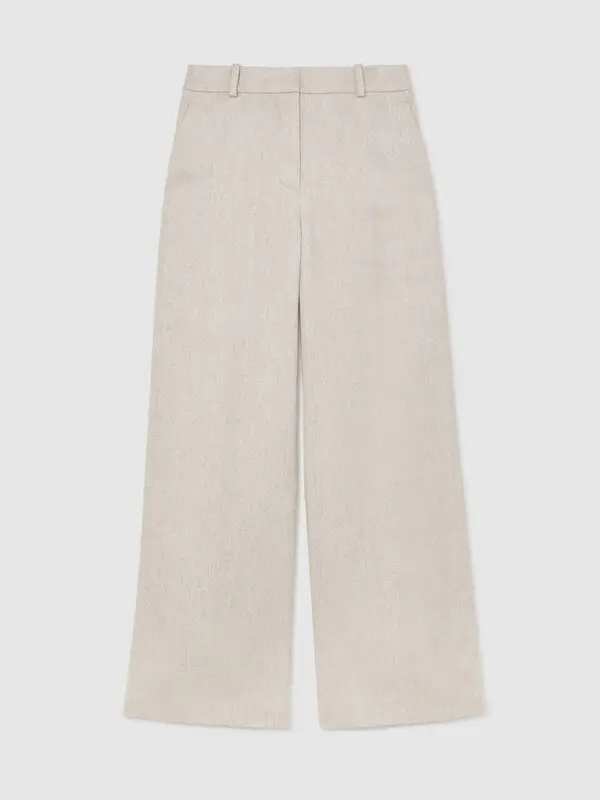 REISS Nolah Linen-blend Textured Wide-leg Trousers
