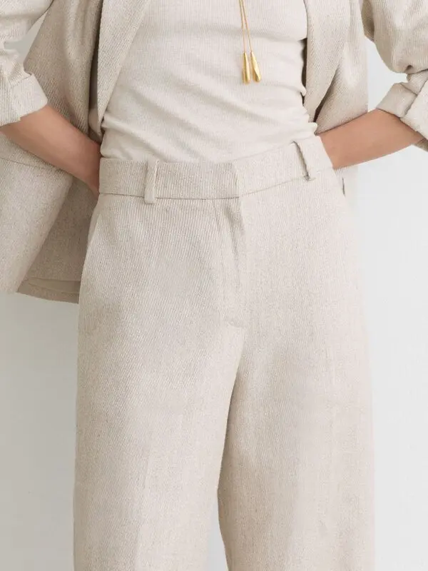 REISS Nolah Linen-blend Textured Wide-leg Trousers