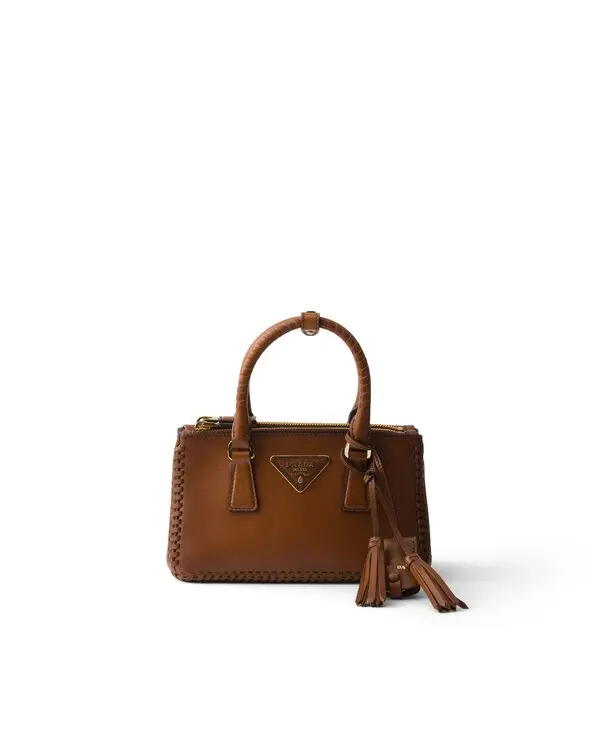 Prada Galleria Mini Leather Bag - Cognac