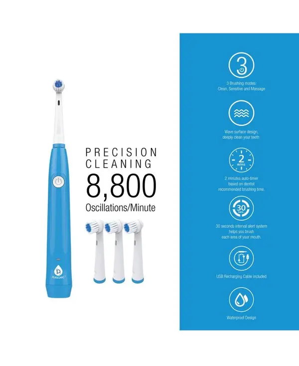 PURSONIC Ultimate Smile Brightening Kit: Rotary Electric Toothbrush - White