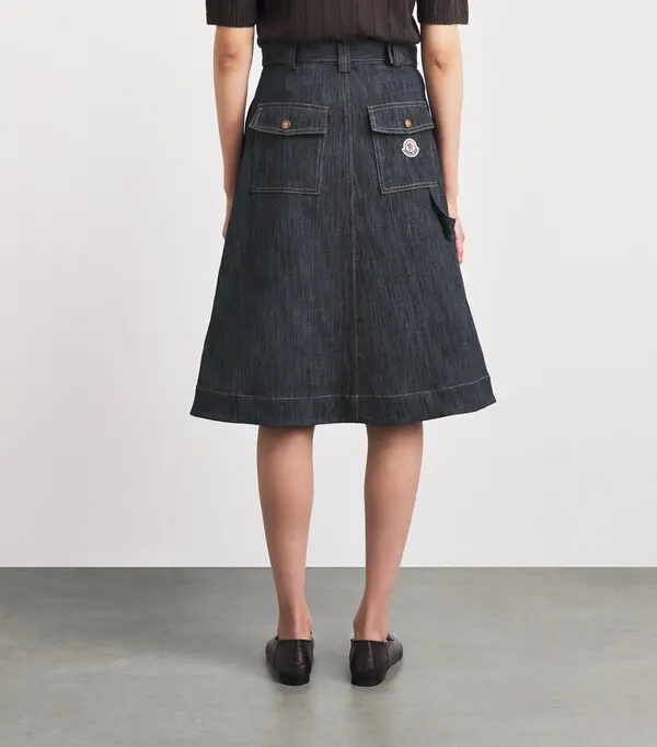Moncler Denim Belted Midi Skirt - Blue