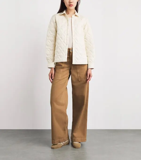 Moncler Diamond-quilted Overshirt - Ivory