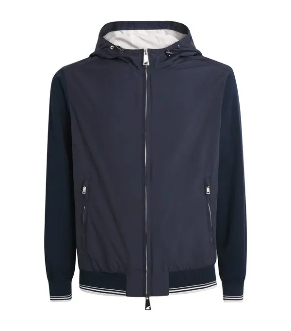 Paul & Shark Cotton Hybrid Hooded Bomber Jacket - Navy