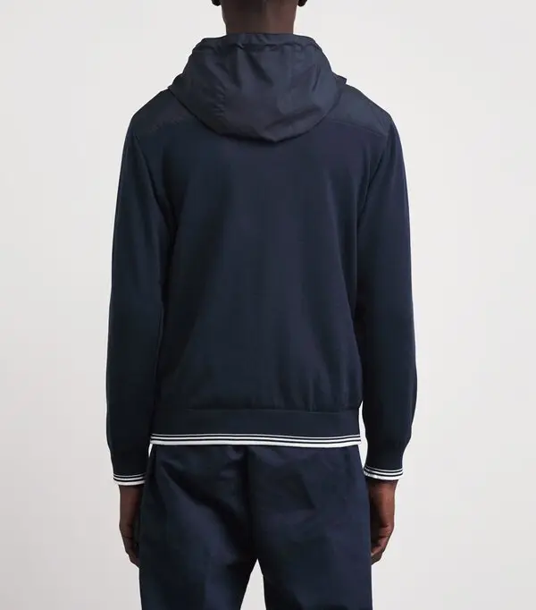 Paul & Shark Cotton Hybrid Hooded Bomber Jacket - Navy