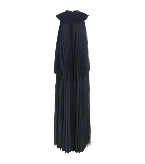 Fabiana Filippi Tulle Pleated Maxi Dress - Blue