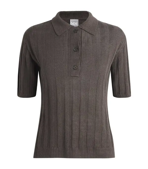 Max Mara Linen Ribbed Polo Sweater - Brown