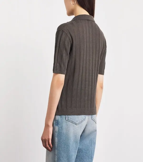 Max Mara Linen Ribbed Polo Sweater