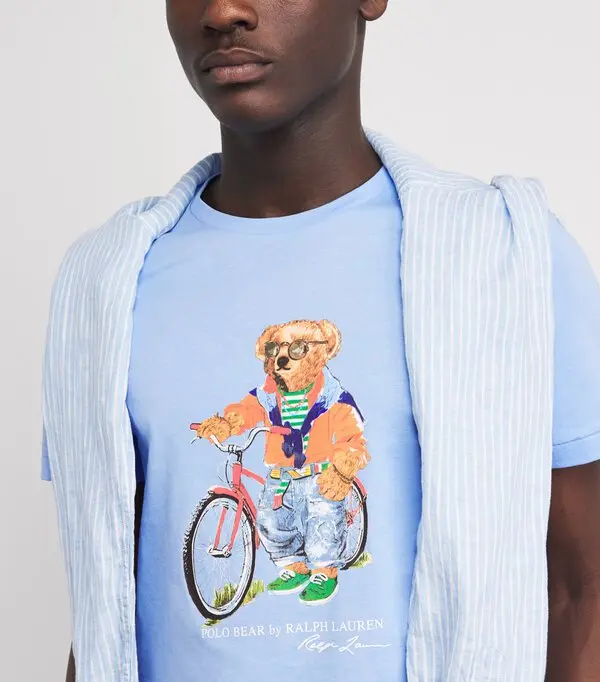 Polo Ralph Lauren Cotton Polo Bear Bicycle Slim T-shirt - Blue