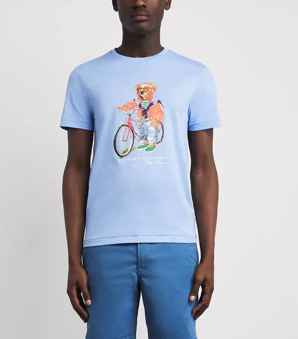 Polo Ralph Lauren Cotton Polo Bear Bicycle Slim T-shirt - Blue