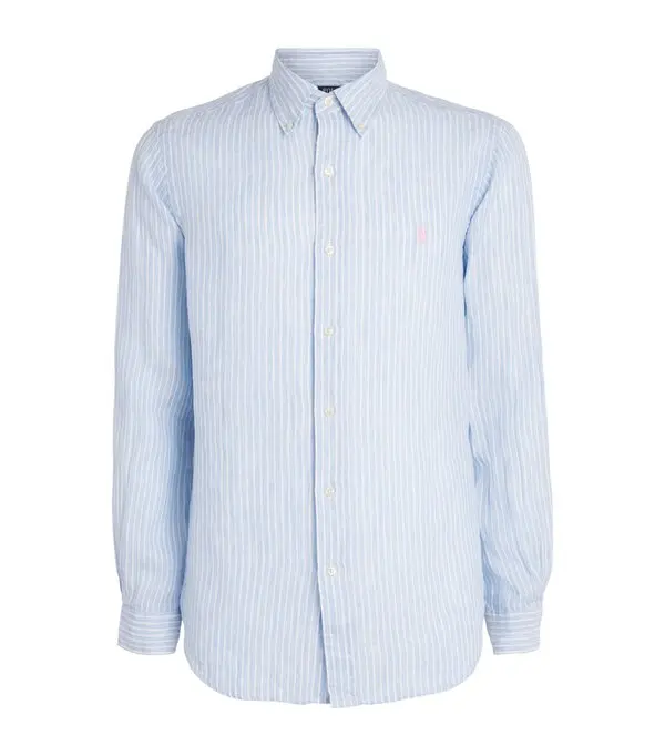Polo Ralph Lauren Linen Custom-fit Stripe Shirt - Blue