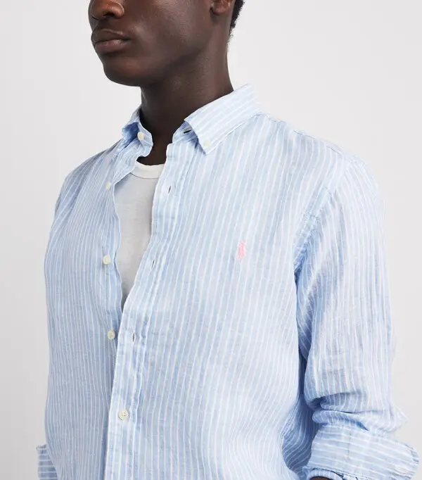 Polo Ralph Lauren Linen Custom-fit Stripe Shirt - Blue