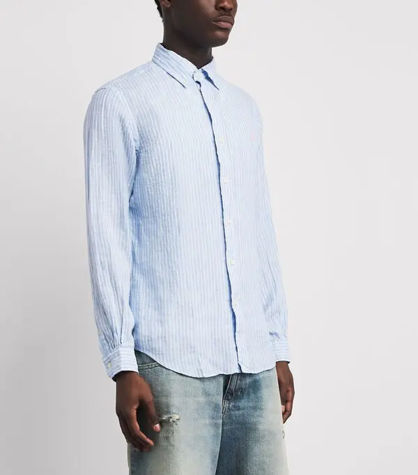 Polo Ralph Lauren Linen Custom-fit Stripe Shirt - Blue