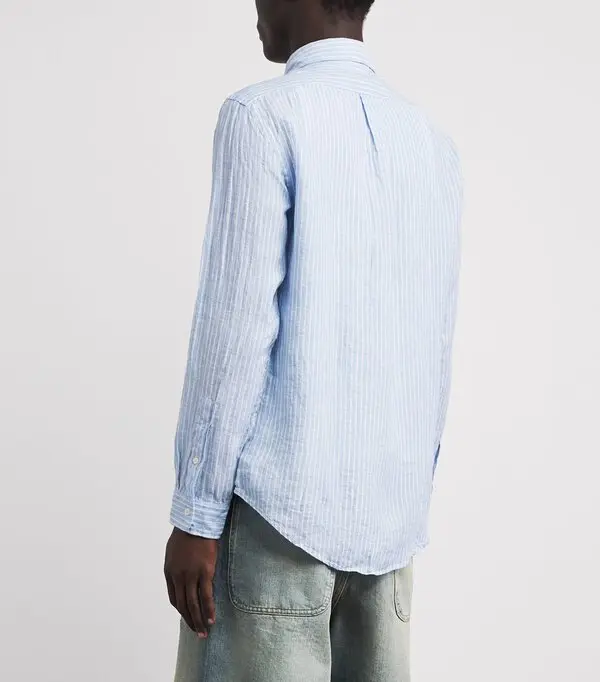 Polo Ralph Lauren Linen Custom-fit Stripe Shirt - Blue