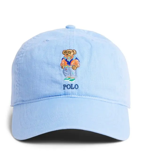 Polo Ralph Lauren Linen Harbour Polo Bear Cap - Blue
