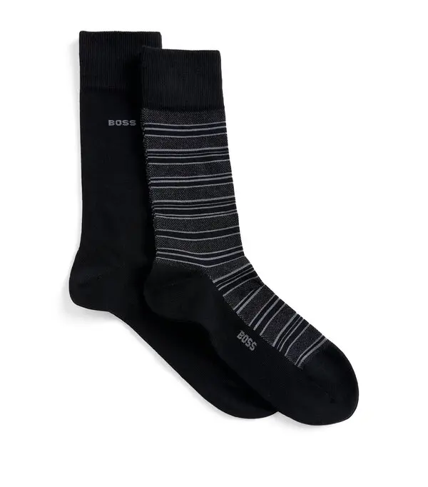 BOSS Stripe Mid-calf Socks - Black