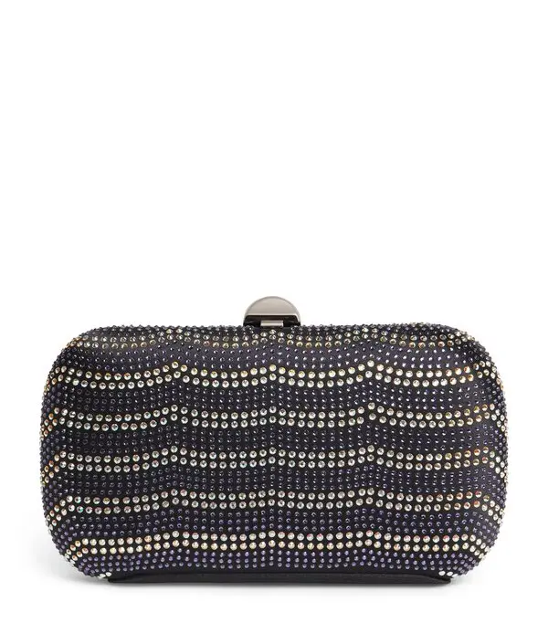 Rodo Embellished Wave Clutch Bag - Silver