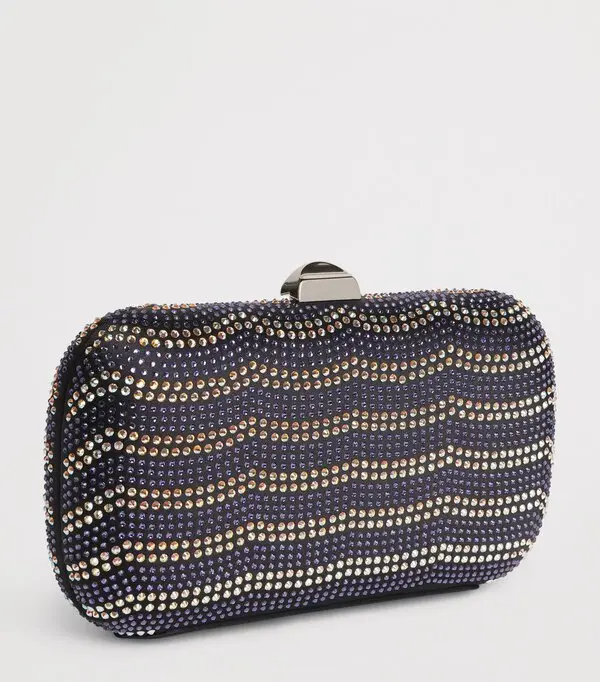 Rodo Embellished Wave Clutch - Silver