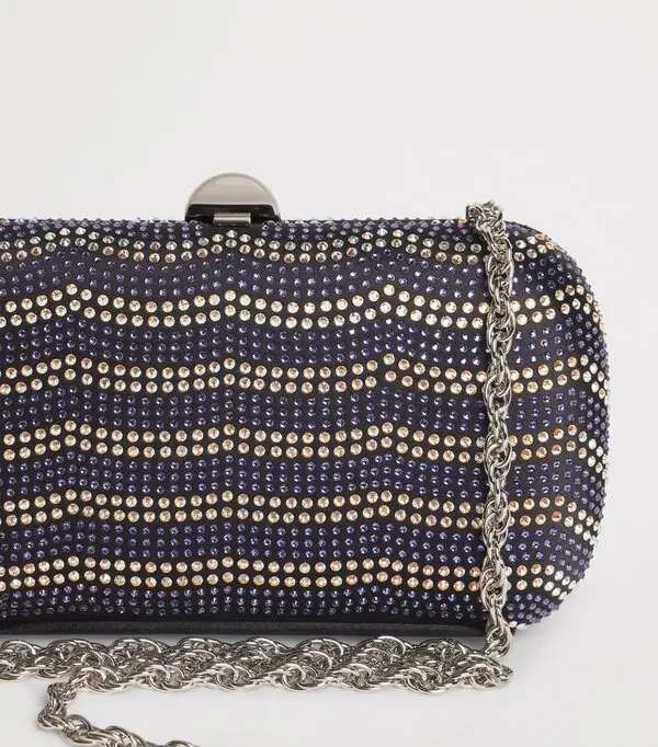 Rodo Embellished Wave Clutch - Silver
