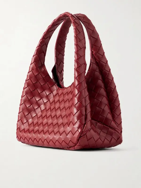 Bottega Veneta Campana Small Intrecciato Leather Shoulder Bag - Red